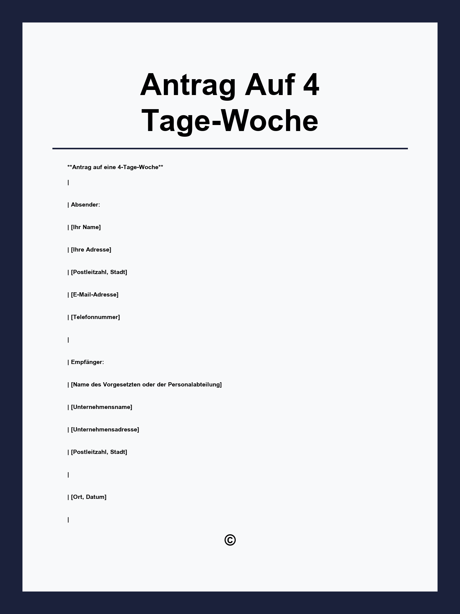 Antrag Auf 4 Tage Woche Muster